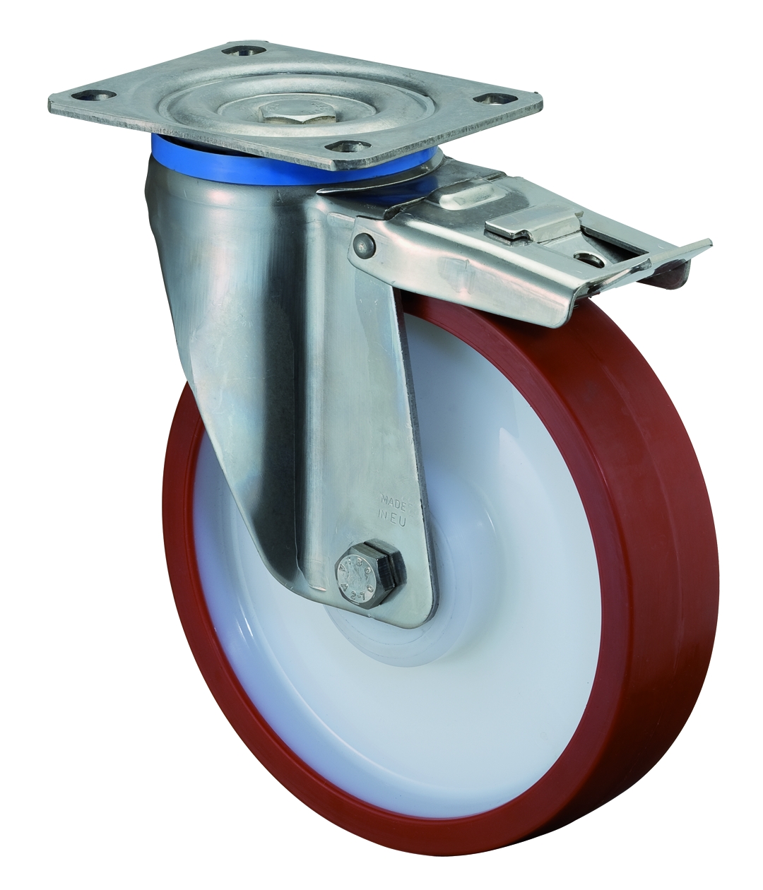 Edelstahl Schwerlastrolle Polyurethanrad rot - HS120.B28.100 ...